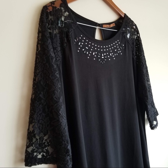 Belldini | Tops | Belldini Lace Sleeve Black Tunic 2x | Poshmark